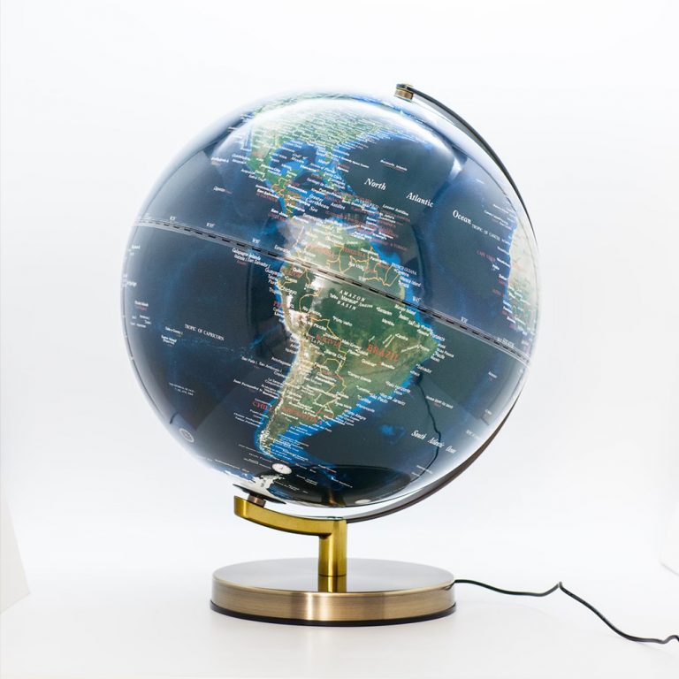 【SkyGlobe】12 吋人口分佈古銅色平面鐵質底座地球儀（中英文對照） – 鬍子哥嚴選